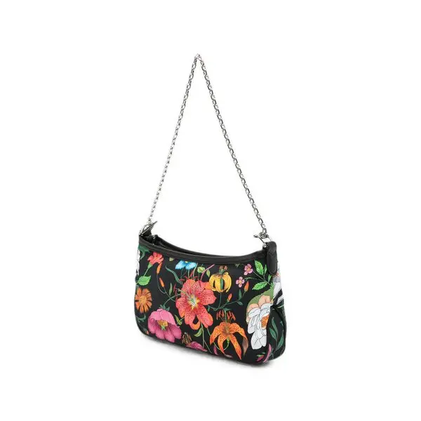 Gucci Floral Print Nylon Shoulder Bag