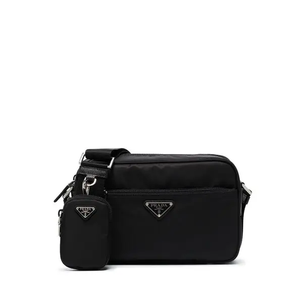 Prada Re-nylon Shoulder Bag With Detachable Pouch - Black