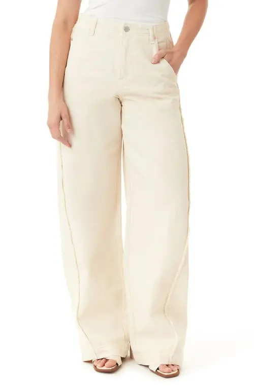 Habitual Aiden Frayed Relaxed Barrel Wide Leg Jeans - Ecru
