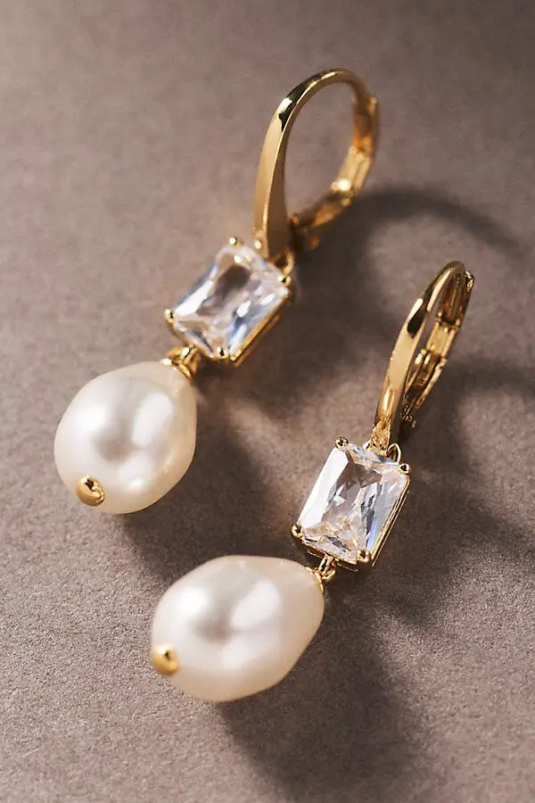 Nadri Bianca Pearl Cubic Zirconia Drop Earrings