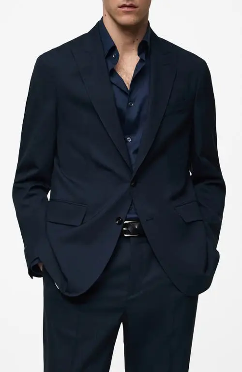 Mango Slim Fit Navy Wool Sport Coat - Dark Navy