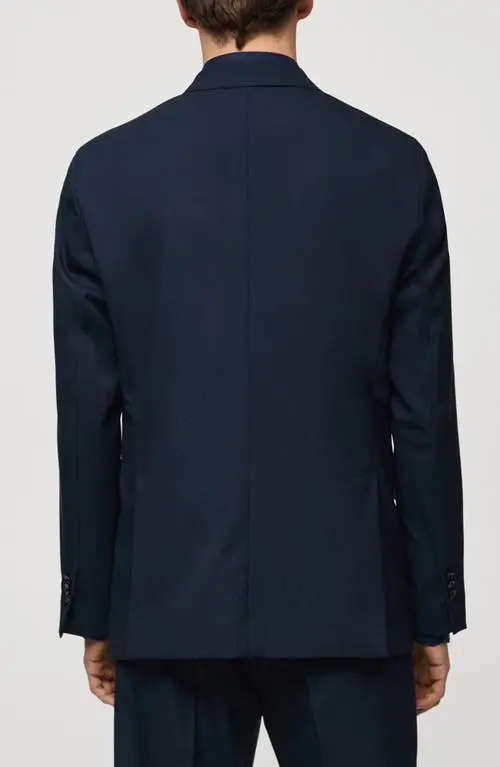 Mango Slim Fit Navy Wool Sport Coat