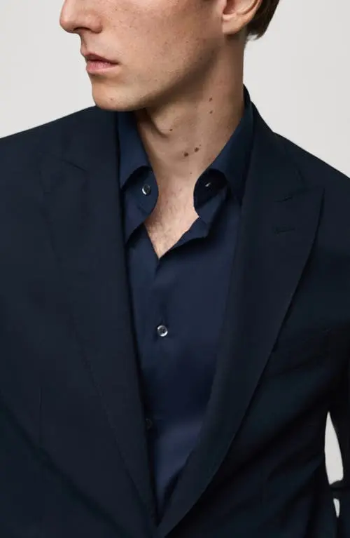 Mango Slim Fit Navy Wool Sport Coat