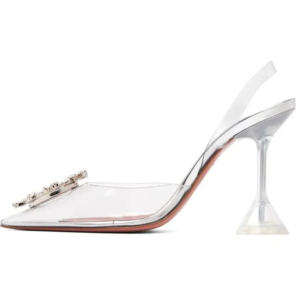 Amina Muaddi Begum Glass Sling 95 High-heeled Sandals - Transparent Color