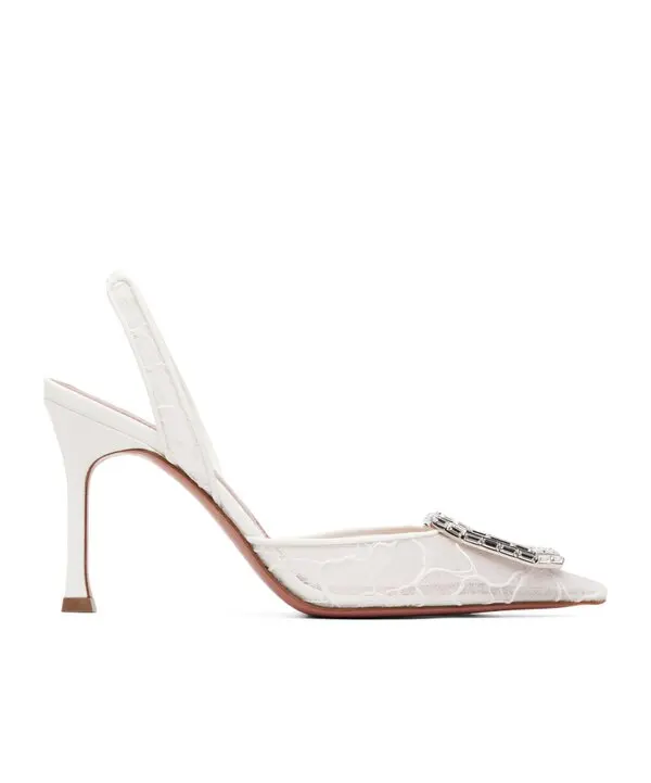 Amina Muaddi Camelia Lace Sling 90 High-heeled Sandals - Ivory