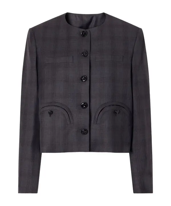 BLAZÉ MILANO Shamo Cropped Prince Of Wales Wool Bolero - Grey