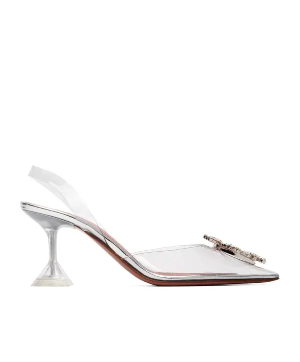 Amina Muaddi Transparent Begum Glass Sling 70 High-heeled Sandals - Transparent Color