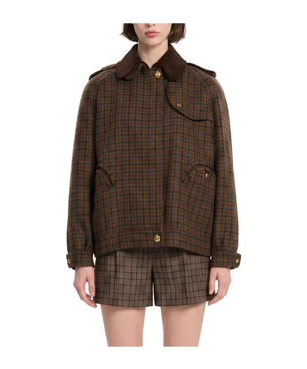 BLAZÉ MILANO Checked Wool Trench Jacket