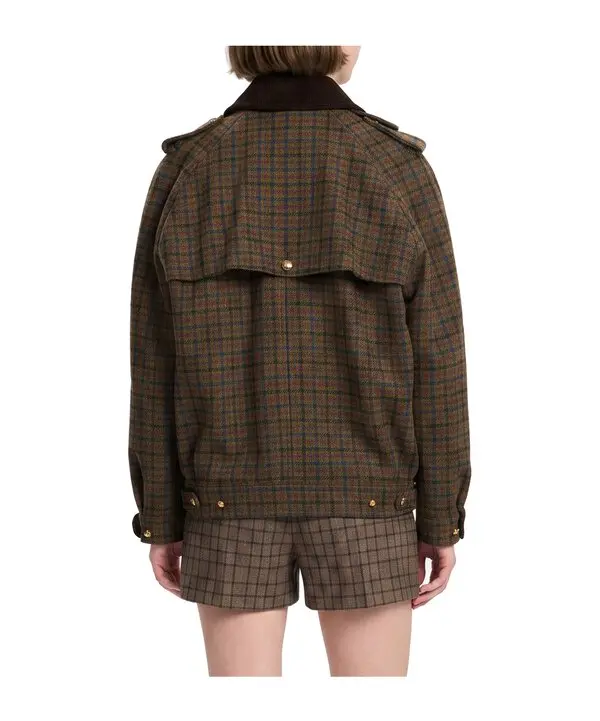 BLAZÉ MILANO Checked Wool Trench Jacket