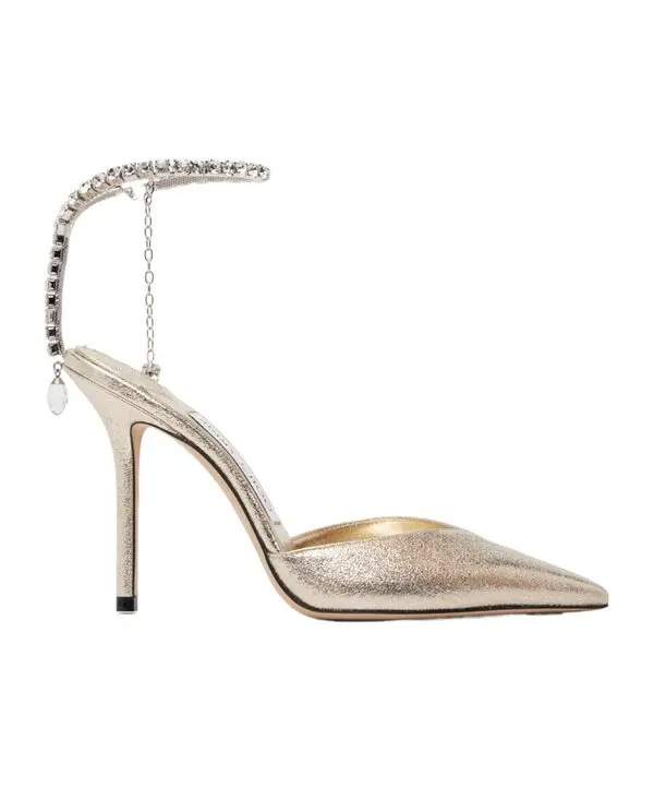 JIMMY CHOO Saeda 100 High-heeled Sandals - Platinum/crystal