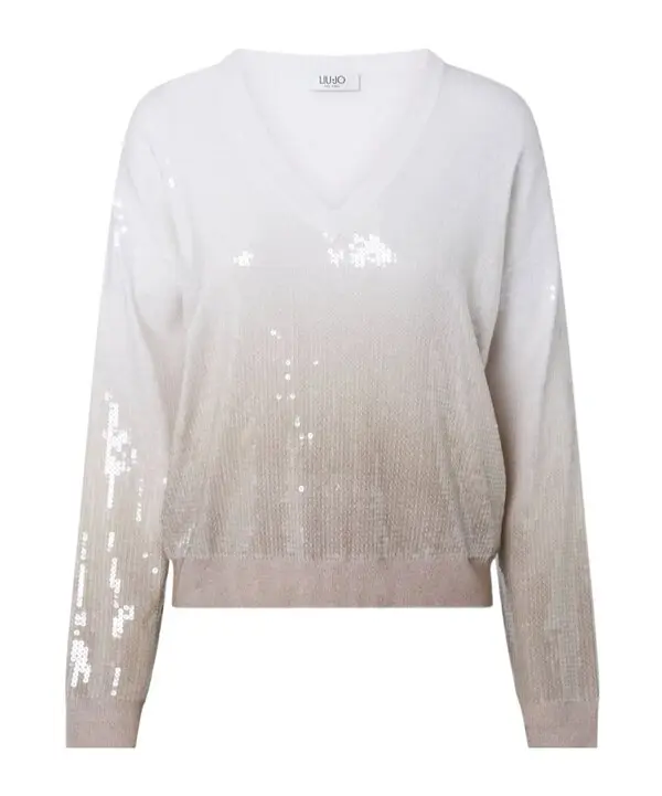 Liu Jo Dégradé Sweater With Sequins - Beige