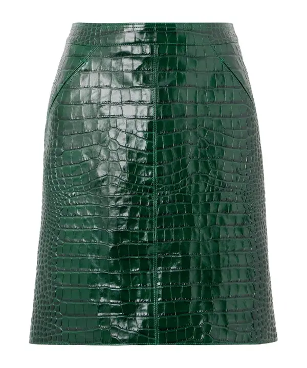 TOM FORD Croc-effect Leather Skirt - Green