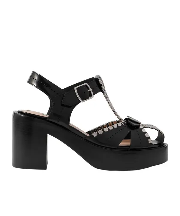 Bally Pasely Perforated Studded Leather Platform Sandals - Black
