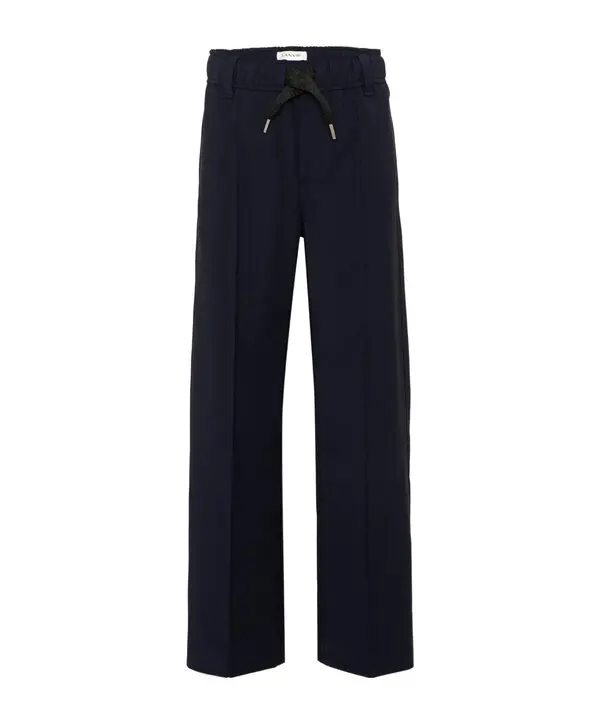 LANVIN Drawstring Pressed-crease Trousers - Navy Blue