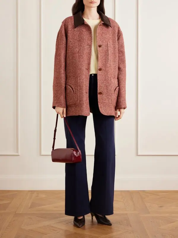 BLAZÉ MILANO Clelia Herringbone Jacket With Corduroy Collar