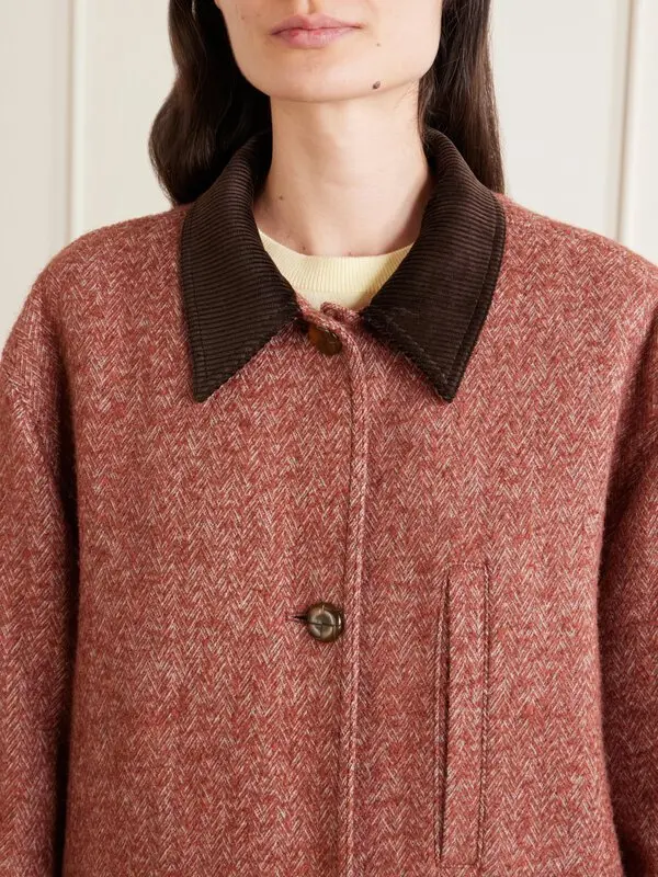 BLAZÉ MILANO Clelia Herringbone Jacket With Corduroy Collar