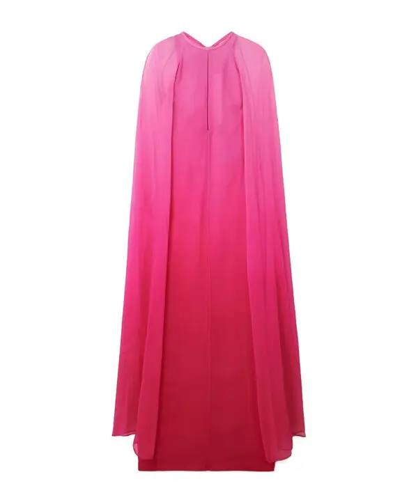 TOM FORD Cape-effect Dégradé Silk-crepon Gown - Pink