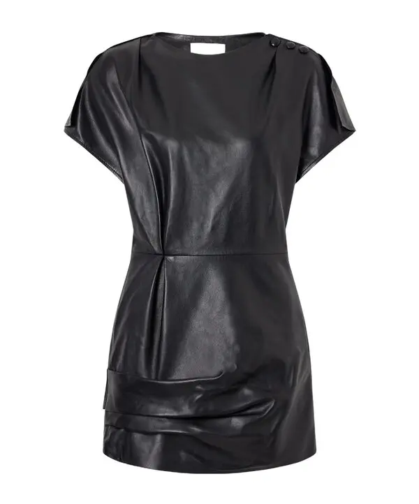Isabel Marant Étoile Alia Draped Leather Mini Dress