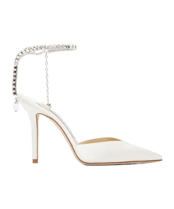 JIMMY CHOO Saeda 100 Crystal Embellished Stiletto Sandals - Ivory/crystal