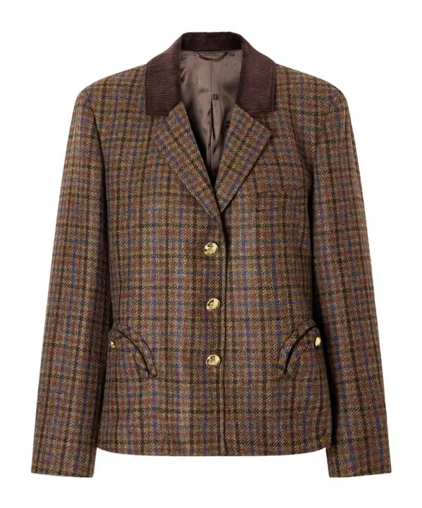 BLAZÉ MILANO Checked Wool Blazer - Brown