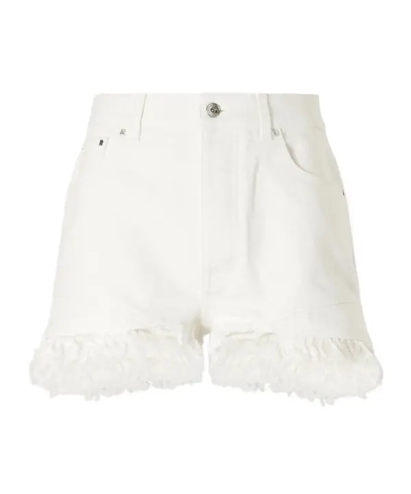 Rabanne Fringe-detail Denim Shorts - White
