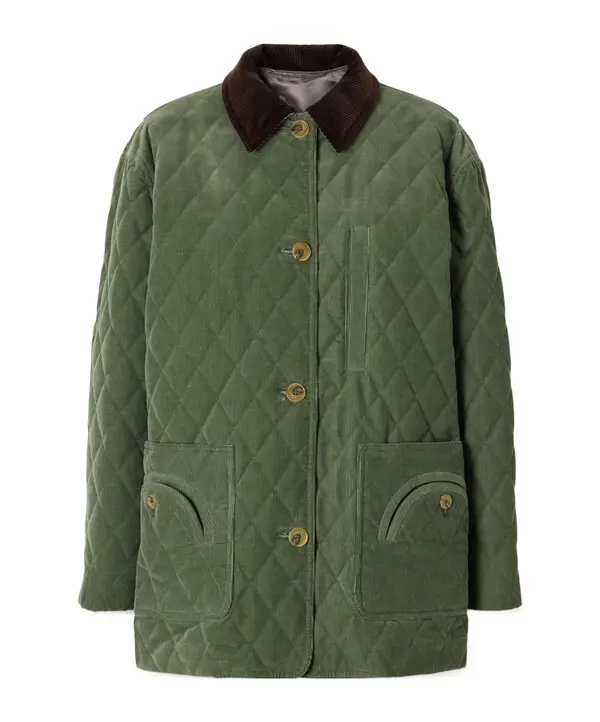 BLAZÉ MILANO Clelia Matellassé Cotton-corduroy Jacket - Green