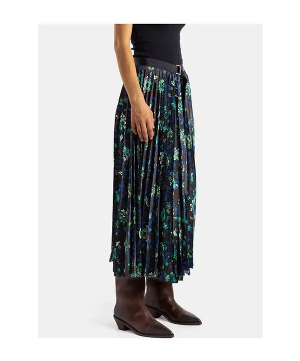 Sacai Floral Print Mid-length Pleated Skirt - Brown