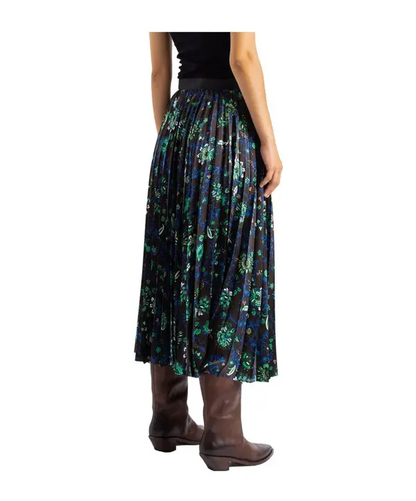 Sacai Floral Print Mid-length Pleated Skirt - Brown