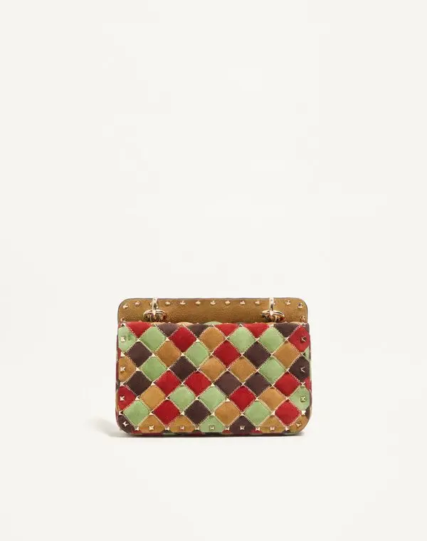 Valentino Garavani Rockstud Spike Small Patchwork Suede Bag