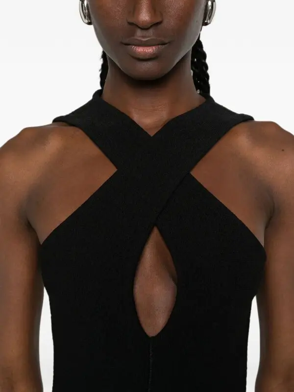 Alaïa Cross-neck Flared Mini Dress