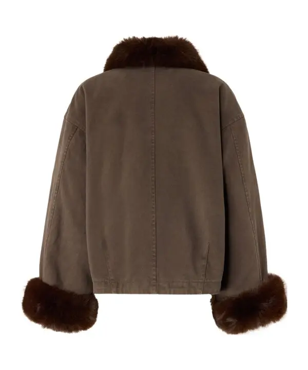 Pinko Padded Pea Coat With Fox Fur-effect Trim
