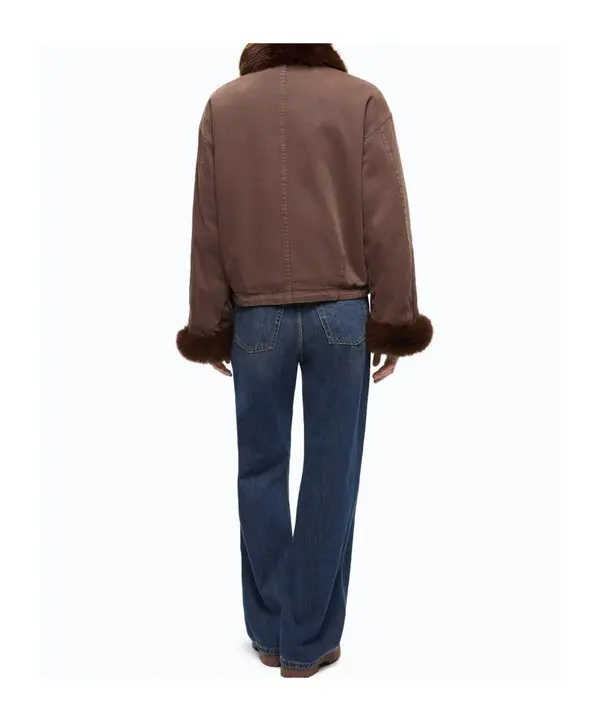 Pinko Padded Pea Coat With Fox Fur-effect Trim