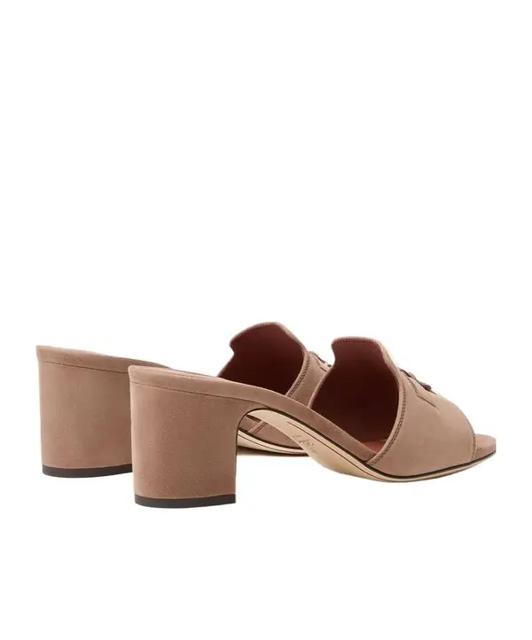 Loro Piana Summer Charms Suede Heeled Sandals