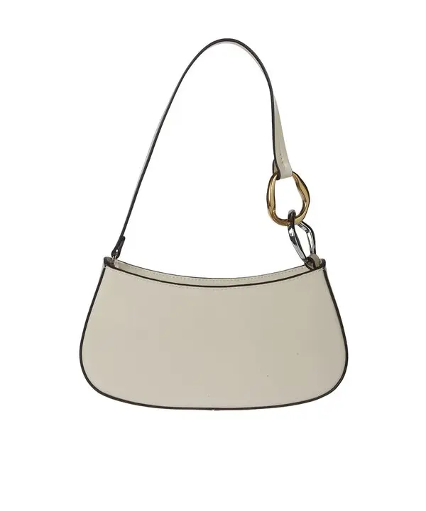 Staud Ollie Glossed-leather Shoulder Bag - Cream