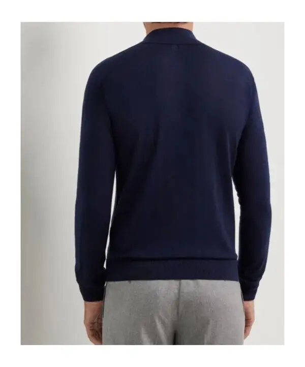 Canali Merino Wool Polo Sweater - Blue
