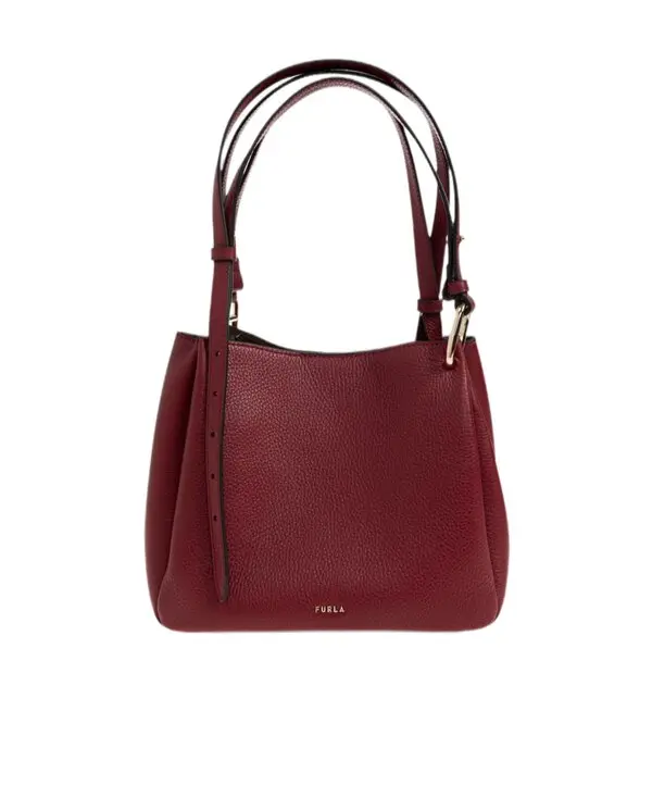 Furla Grained Leather Shoulder Bag - Deep Red