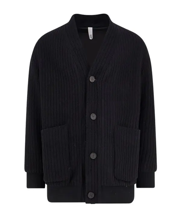 HEVO Cimino Patch-pocket Ribbed Coat - Black