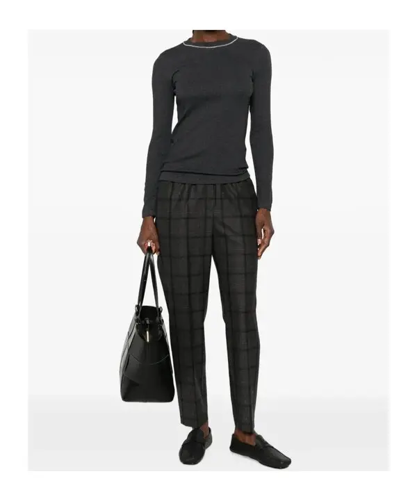 Peserico Plaid Elastic Waist Trousers