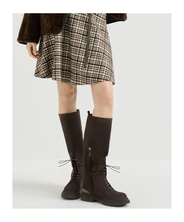 Brunello Cucinelli Suede Boots With Precious Detail