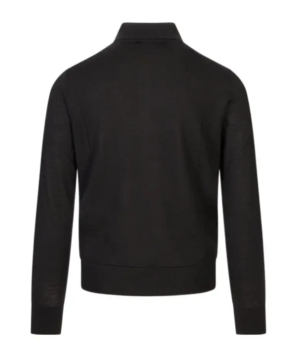 Canali Long-sleeve Knitted Polo Shirt