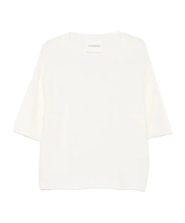 Closed Short-sleeve Sweater - White