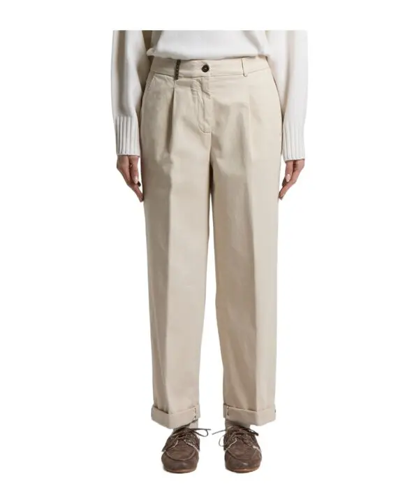 Peserico Pleated Turn-up Trousers - Nude