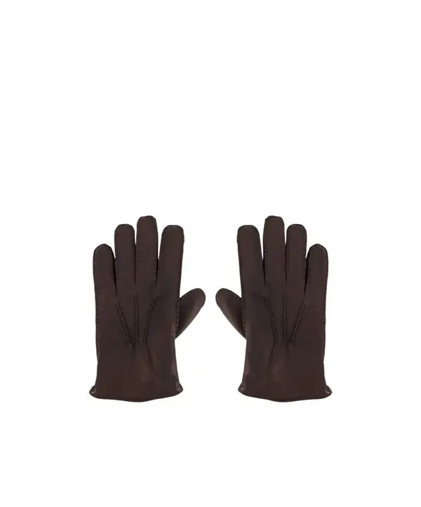 Orciani Leather Gloves With Stitched Profiles And Elastic Insert