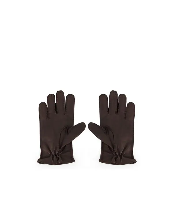 Orciani Leather Gloves With Stitched Profiles And Elastic Insert