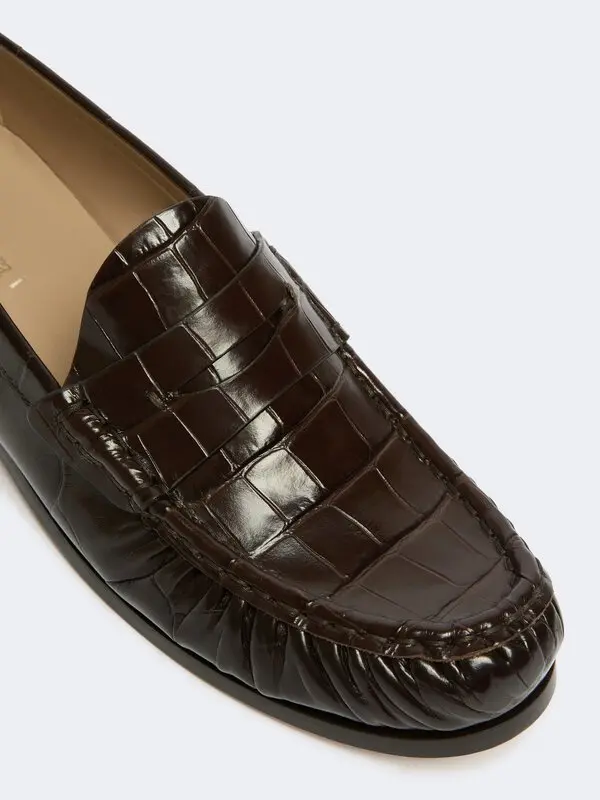 Max Mara Crocodile-embossed Loafers