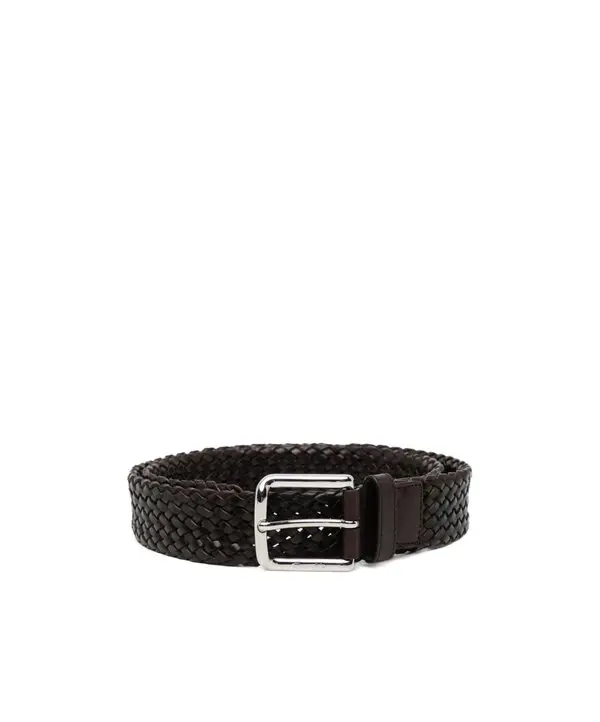 Church's Braided Leather Belt With Metal Buckle - Black