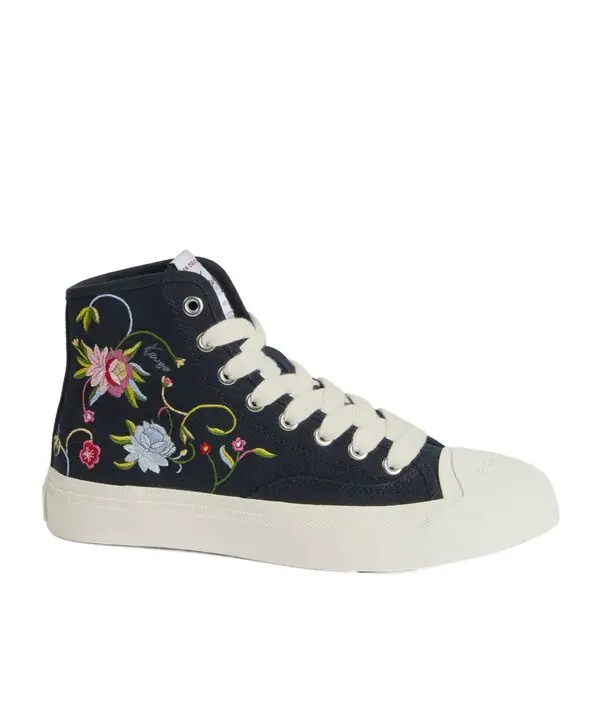 Kenzo Hoshi' High Top Sneakers In Embroidered Canvas - Black
