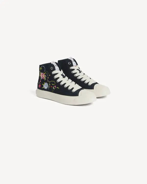 Kenzo Hoshi Embroidered Canvas High Top Sneakers