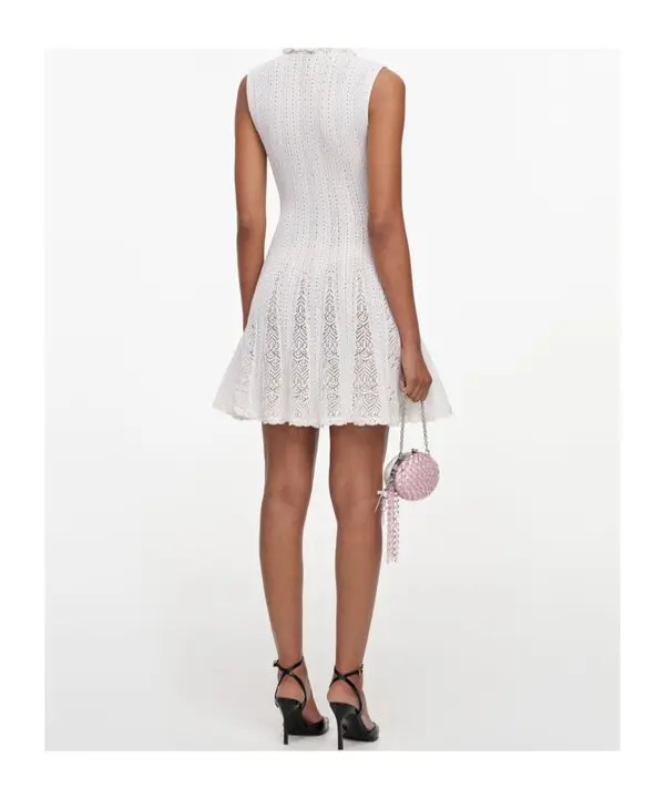 SELF-PORTRAIT Flower Trim Knit Mini Dress