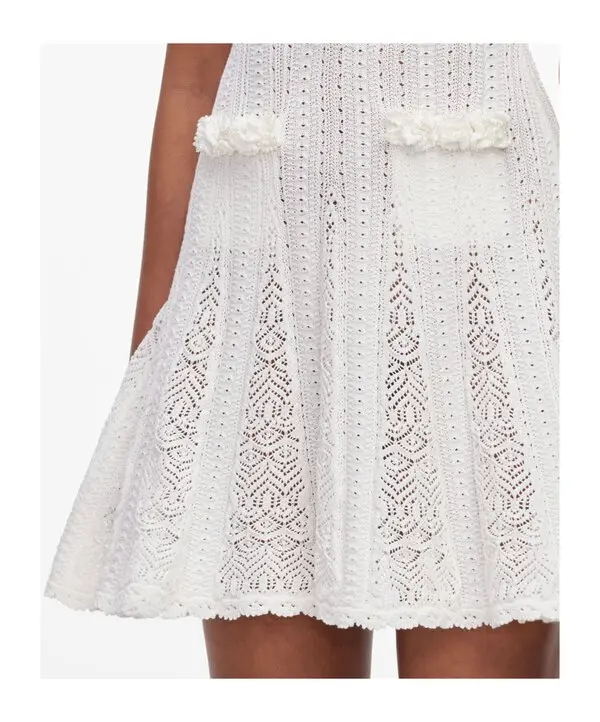 SELF-PORTRAIT Flower Trim Knit Mini Dress
